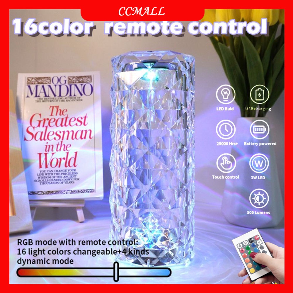 16Colors Rose light Touch Desk Lamp Rose Crystal Diamond Table Lamp ...