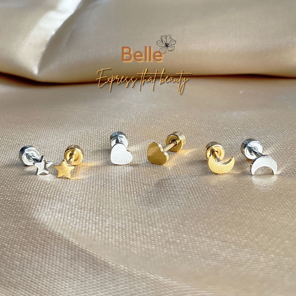 (Sold per piece) PVD-plated Stainless Steel Hypoallergenic Shapes De ...