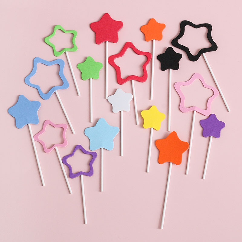 8pcs/Set Sponge Five-pointed Star Birthday Cake Decoration Cake Topper ...