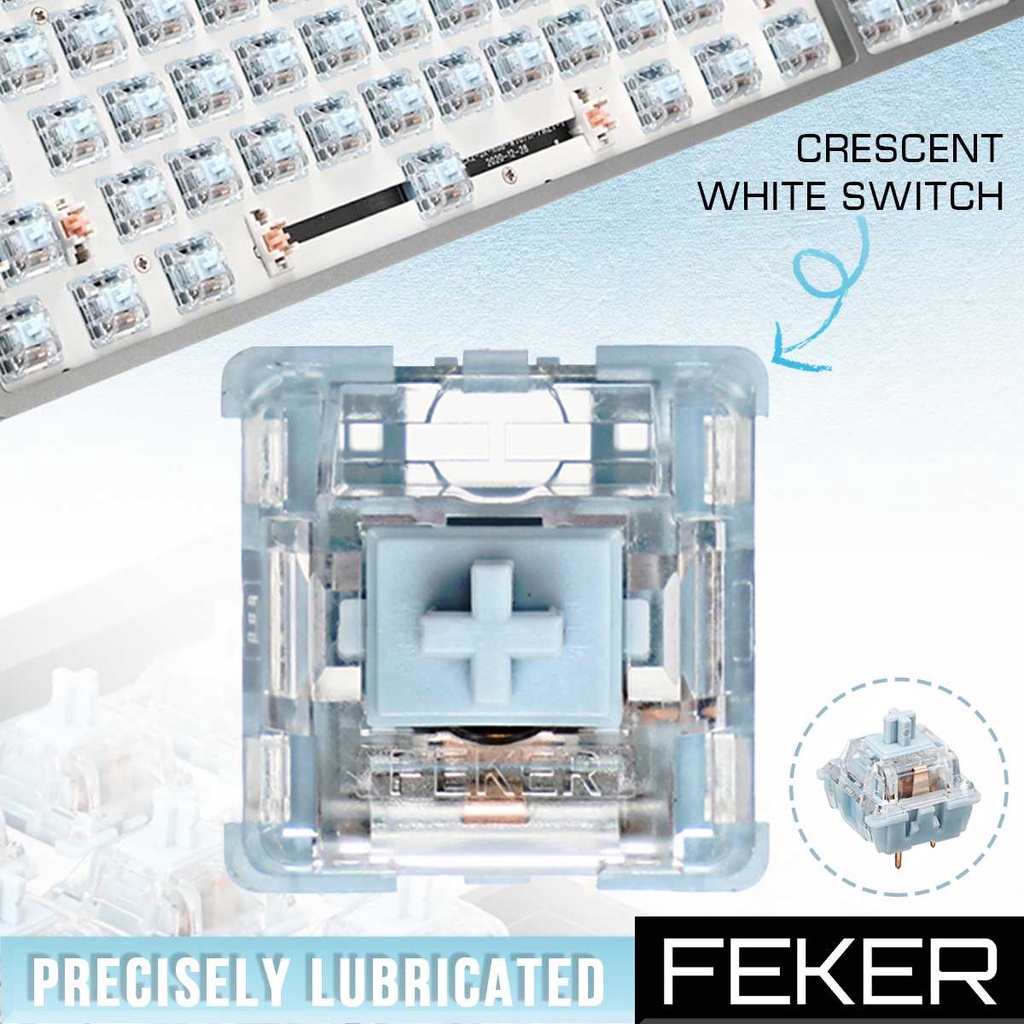 FEKER Crescent White Switch 3pin Tactile for MX Mechanica Keyboard ...