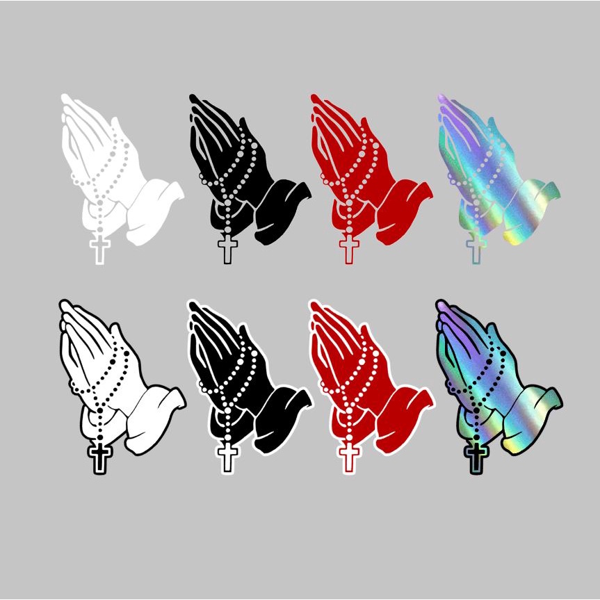Praying Hands with Rosary Decal / Vinyl Stickers for cars, motorcycles ...