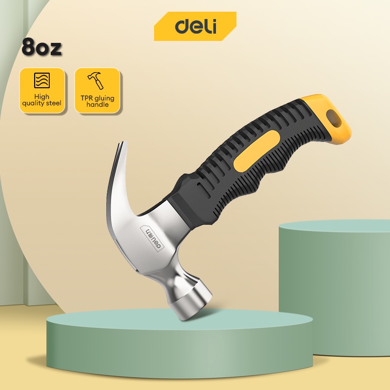Deli Mini 8oz Claw Hammer Original High Carbon Steel Hammer With TPR ...
