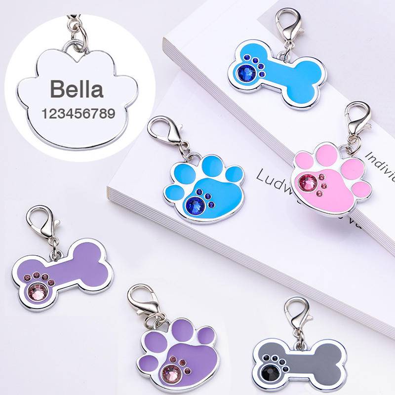 Dog ID Tag Pet Name Tag Cat Collar Tag with Name Pet Customized Neck ...