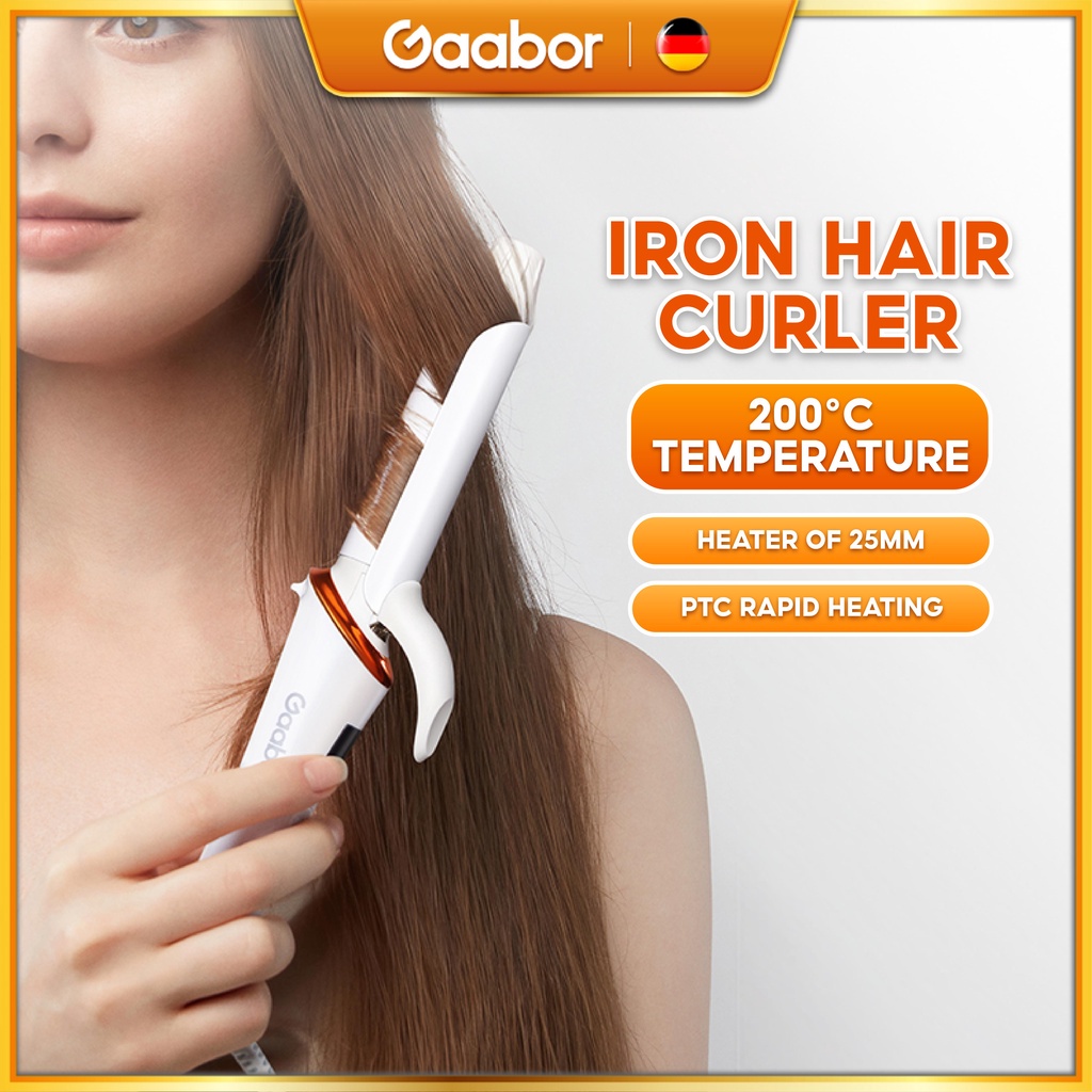 Gaabor Curling Iron Hair Curler Ceramic Coating Curling Wand (White ...