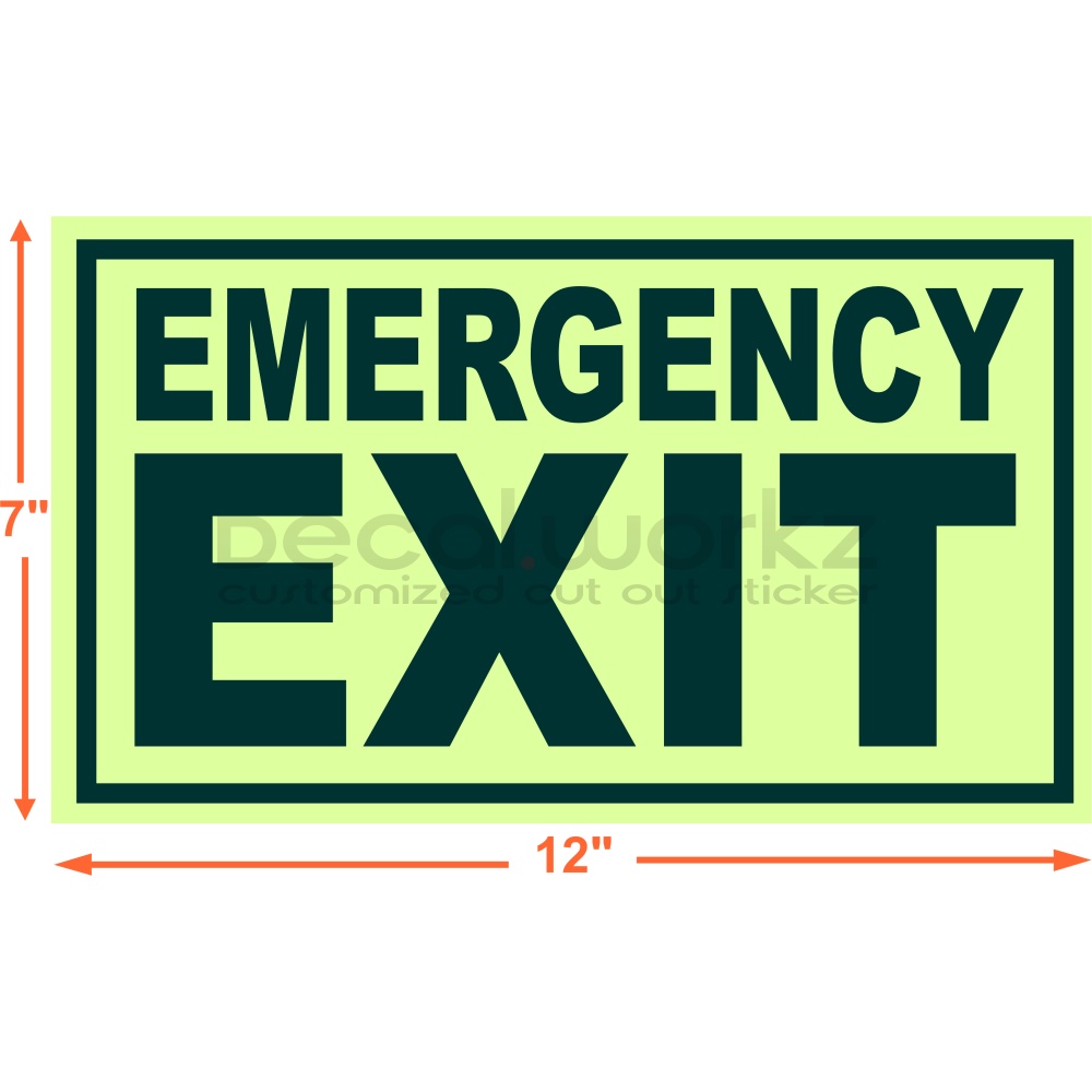 Emergency Exit Only Green Glow in the Dark Cut Out Luminous Sticker in ...