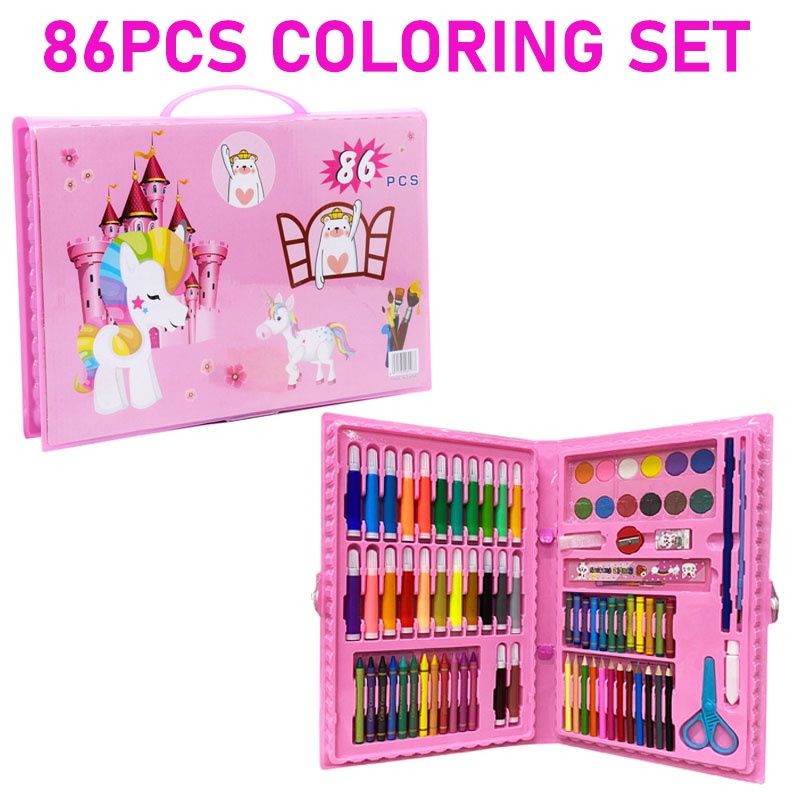 86 pcs Kids Coloring Set Painting Water Color Crayon Drawing Set Art ...