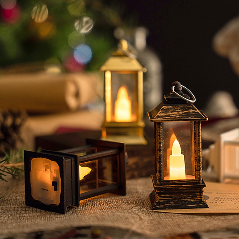 Vintage Mini Square Hanging Lantern LED Atmosphere Lamp Smokeless ...