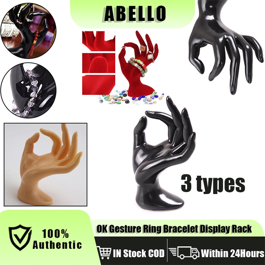 Velvet/ Resin Mannequin OK Hand Ring Bracelet display stand Jewellery ...