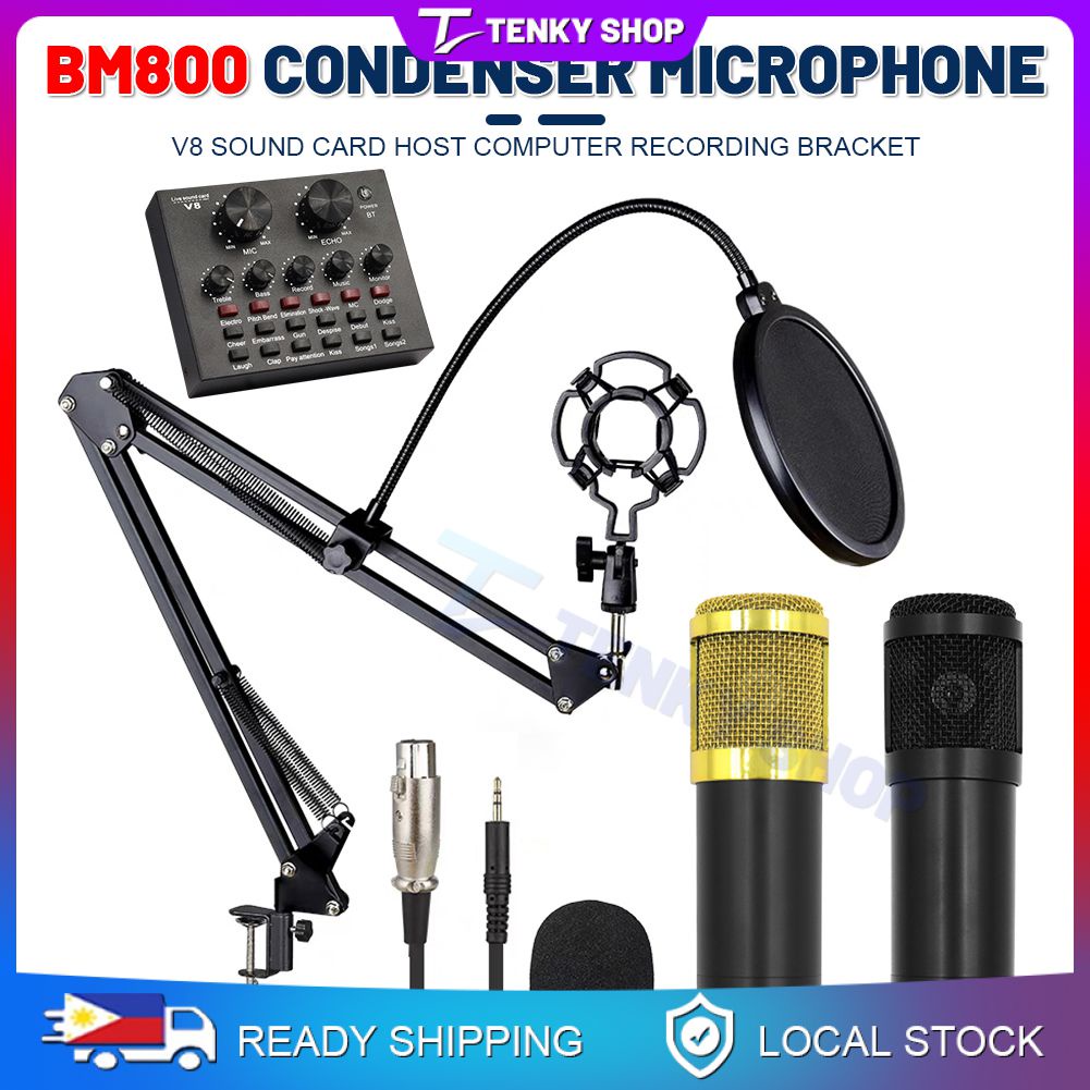 BM-800 Set +V8 Condenser Computer Audio/KTV 3.5mm Wired Sound Recording ...