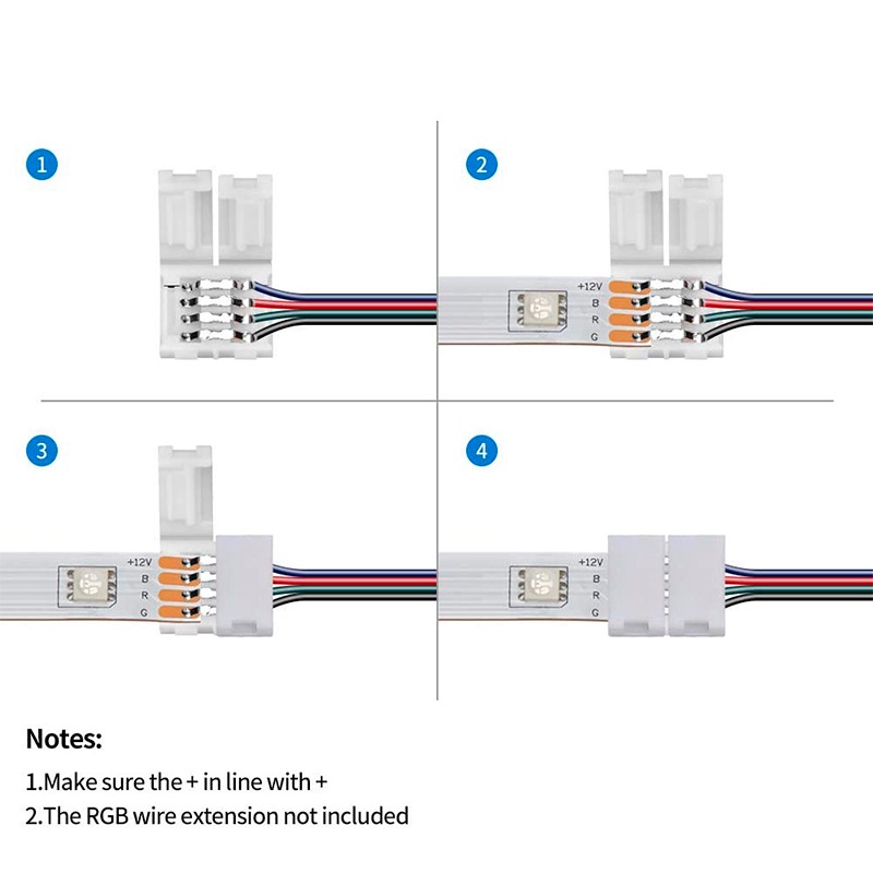 10Pcs/lot quick connect 4-PIN RGB Connector Adapter For 5050 RGB LED ...