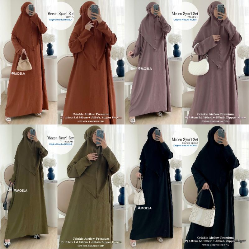 Labeled Mecca Syari dress Gamis Polos Jumbo Premium Crinkle Airflow ...