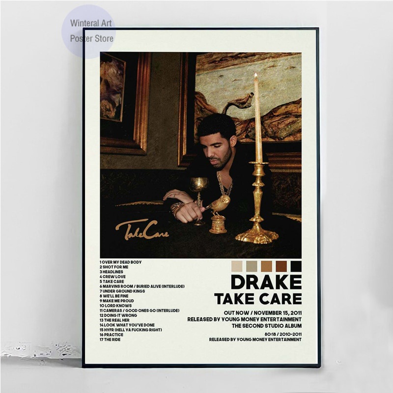 MT New Drake Rapper Music Album Star Cover Take Care Wall Art Picture ...