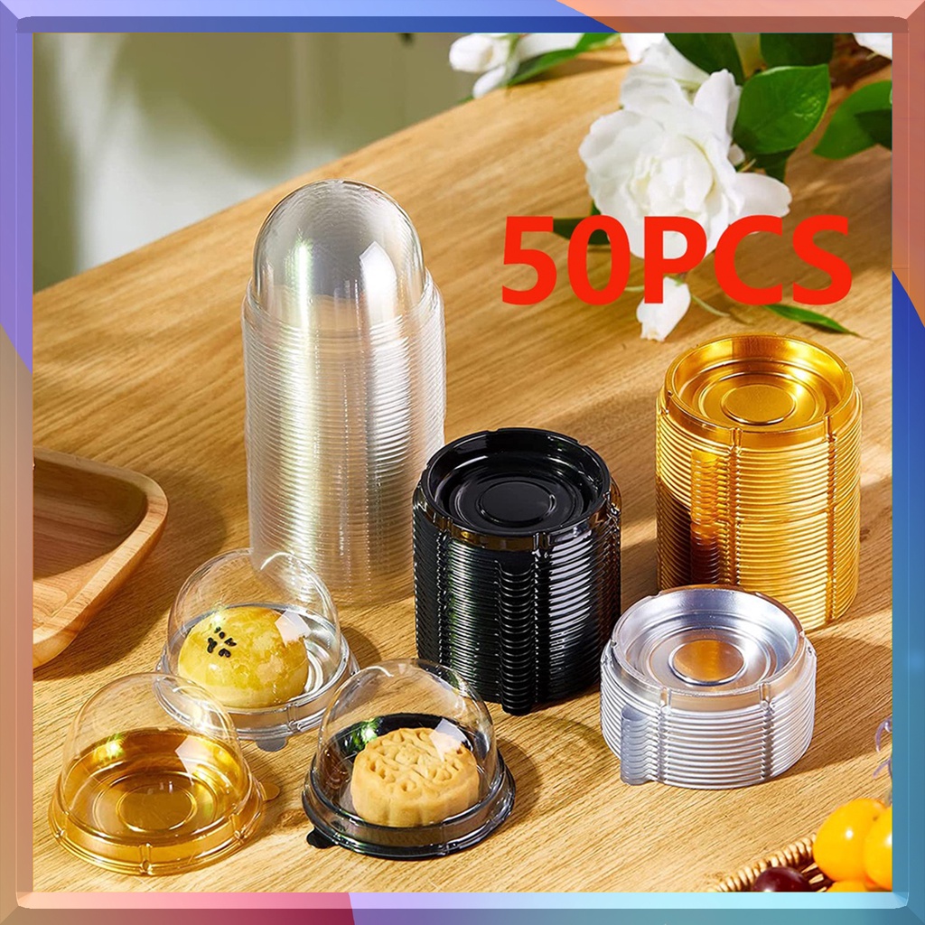 50PCS Clear Plastic Mini Cupcake Boxes Muffin Pod Dome Muffin Single ...