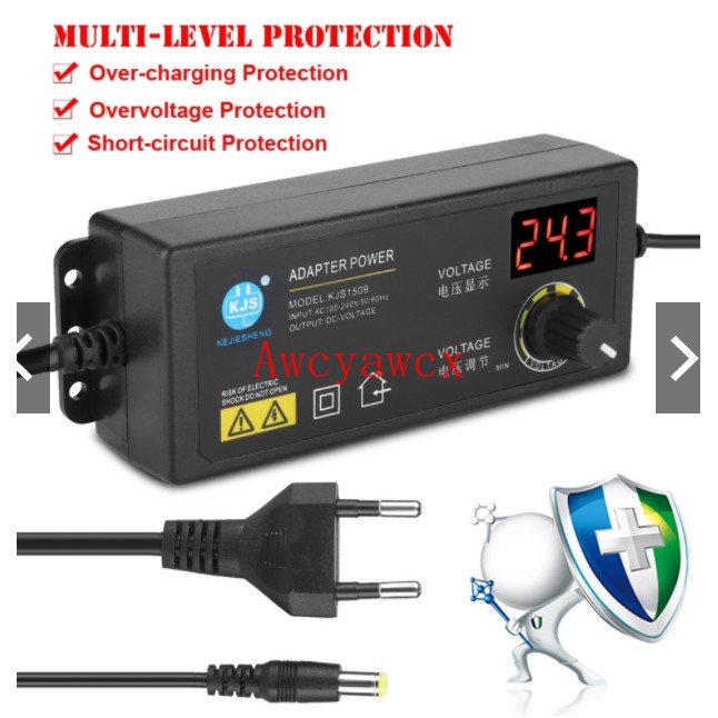 Adjustable ON/OFF Adapter AC 100V-240V DC voltage 3V 5V 6V 9V 12V 15V ...