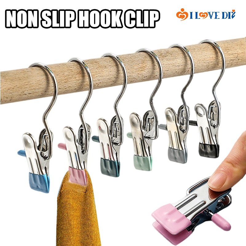 Portable Colorful Stainless Steel Anti-slip Clip/ Closet Space Saving ...