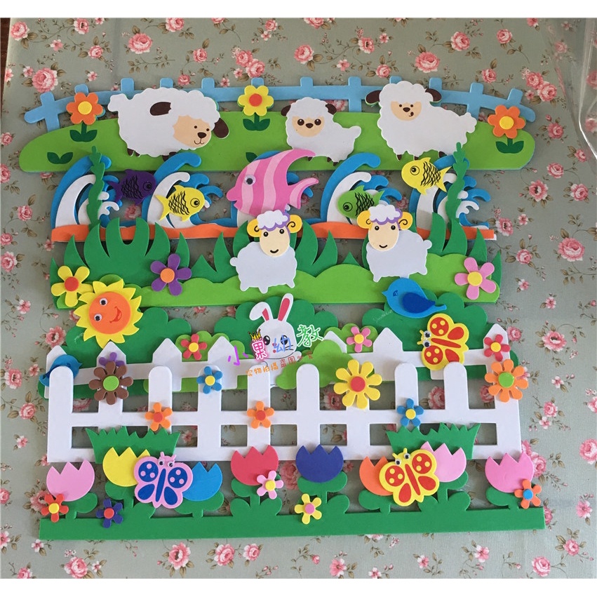 New Long Fence Craft 3D EVA foam classroom blackboard notice board Wall ...
