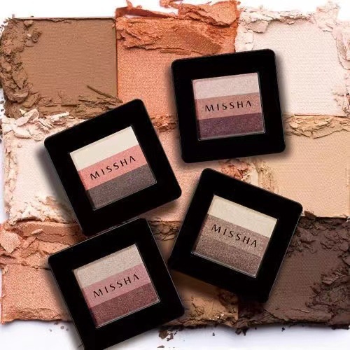 Three-Color Gradient Eyeshadow Earth Color Glitter Pearlescent Easy-To ...