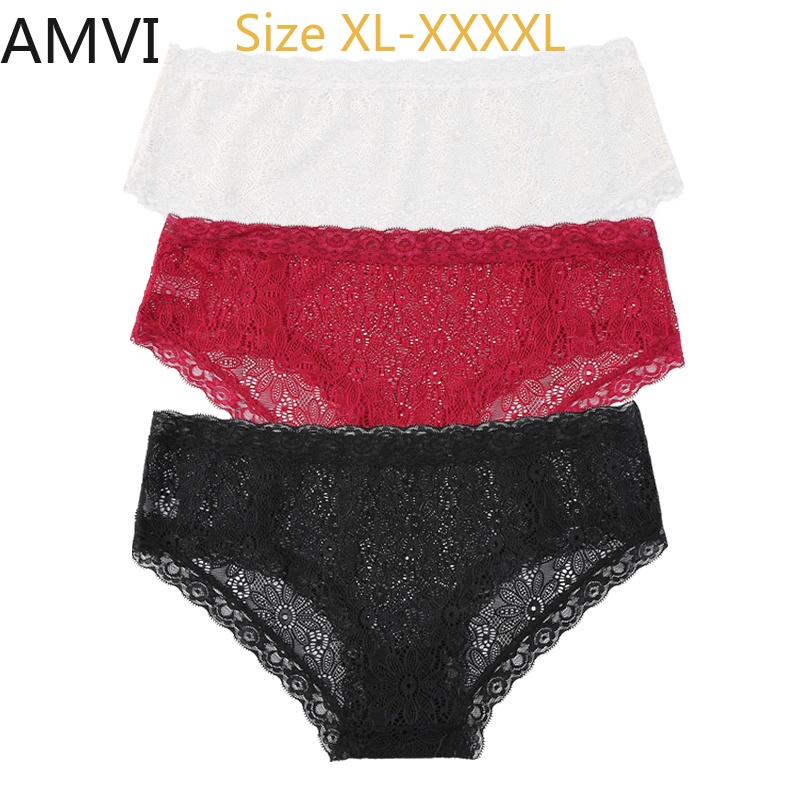 AMVI Panty Plus Size for Women Cotton Underwear Middle Waist Female Underpants Hollow Lingerie ...
