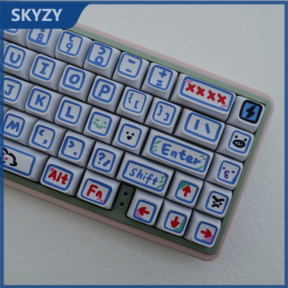 Blue Watercolor Pen Keycaps XDA Profile Anime Hand Drawn PBT Dye Sub ...