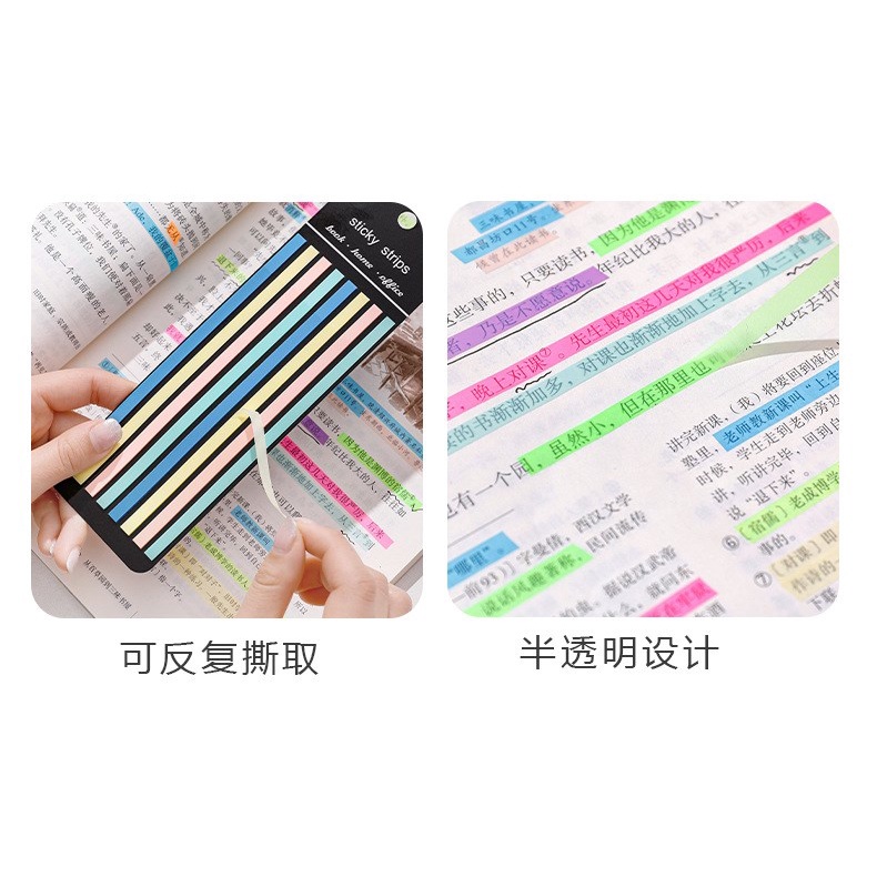 160 pcs Transparent Highlighter Tape Removable Sticky Tabs Morandi Neon ...