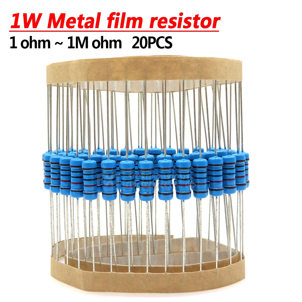 20pcs 1W Metal film resistor 1% 20R~910R 20R 22R 27R 36R 47R 62R 75R 100R 150R 200R 300R 470R ...
