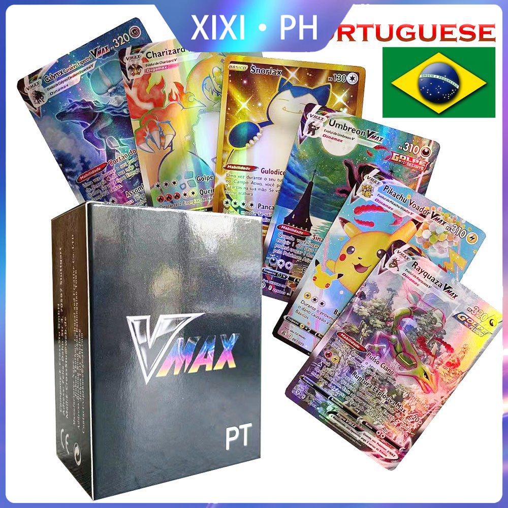 100Pcs/Lots Vmax Pokemon cards English Portuguese Spanish Version ...