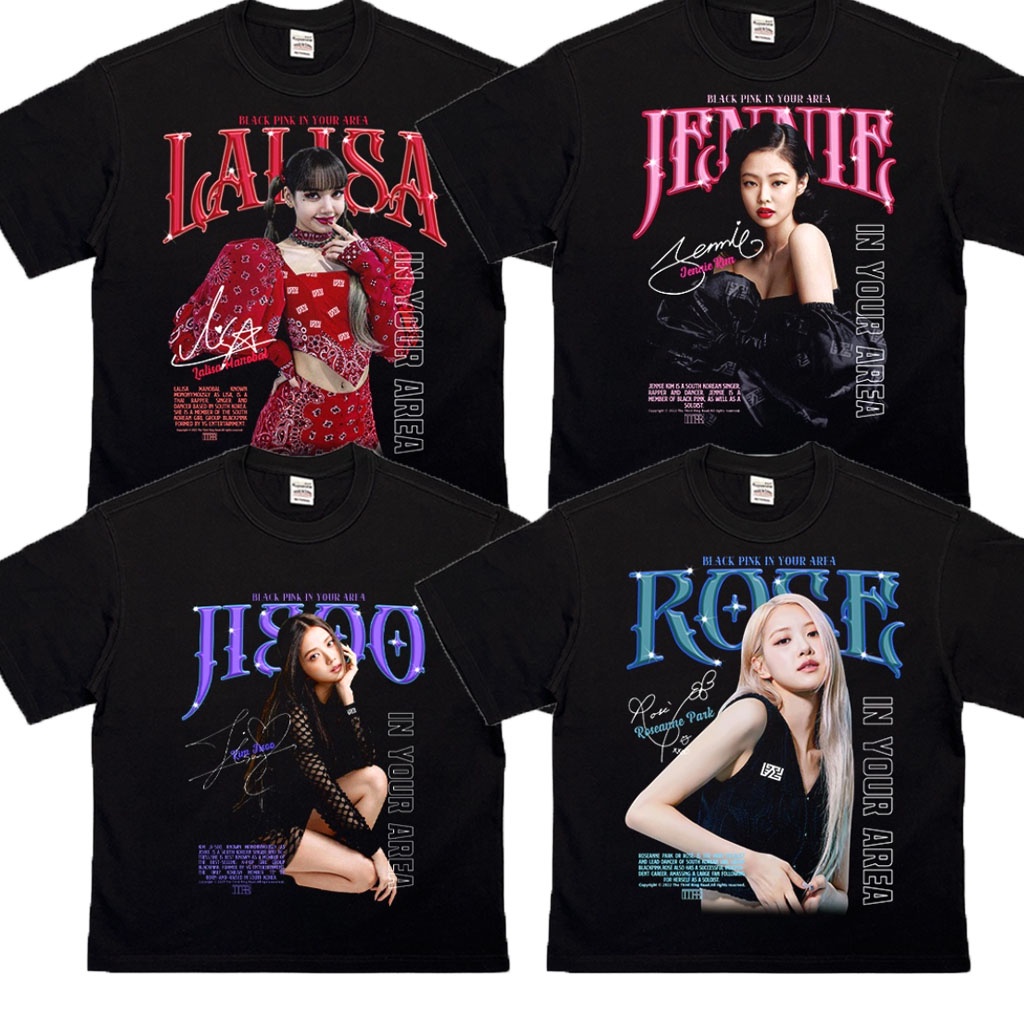 TTRR Blackpink American T-shirt cotton short sleeve LALISA JENNIE ROSE ...