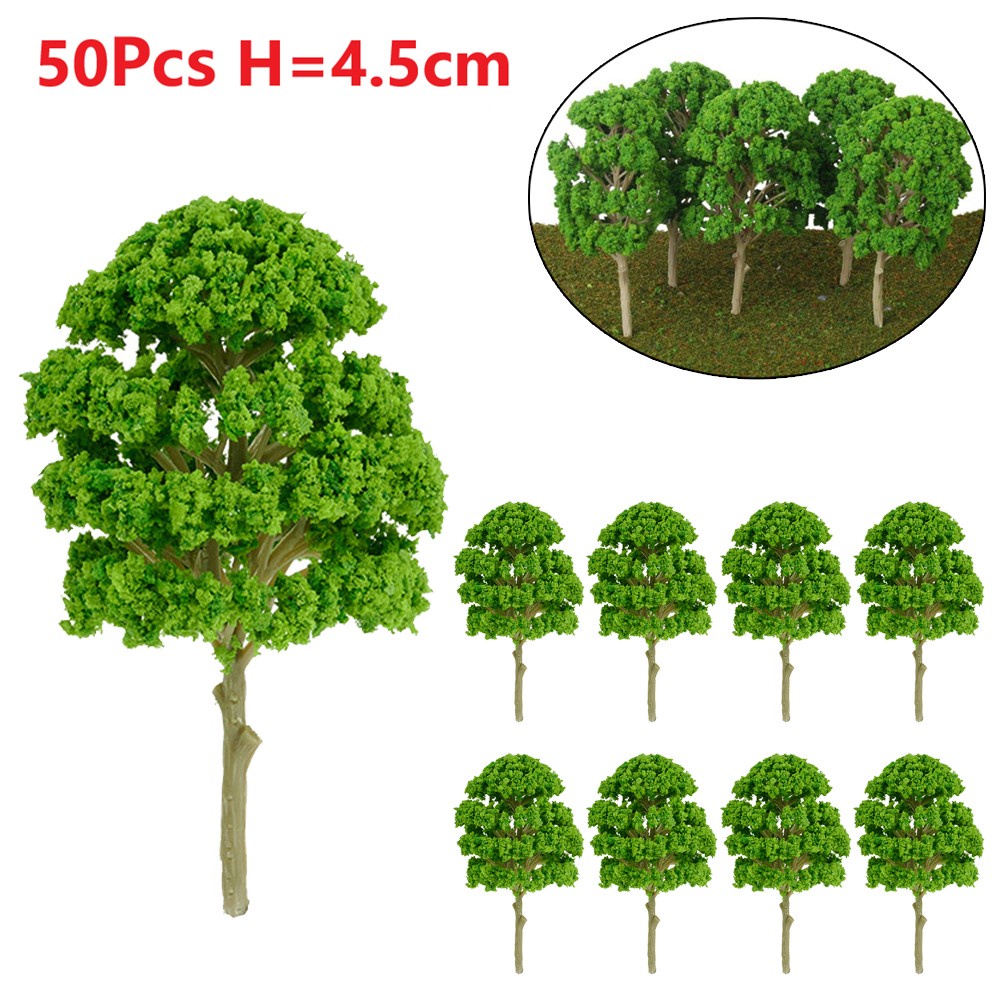 50Pcs Model Tree Train Railroad Park Landscape 45mm Scale Tree DIY HO N ...