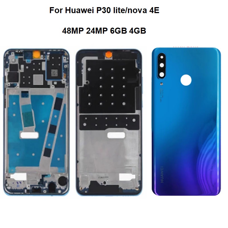 New For Huawei P30 Lite Nova 4e Back Battery Cover Rear Glass Door ...
