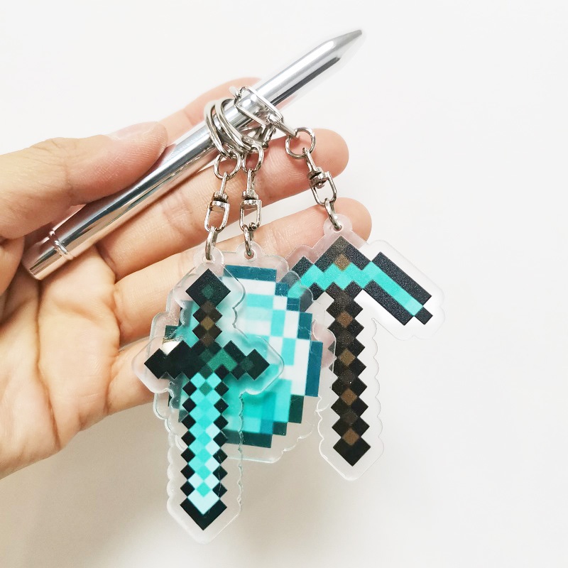 Minecrafted Acrylic Keychains Anime Figure Pendant Keyring Zinc Alloy ...
