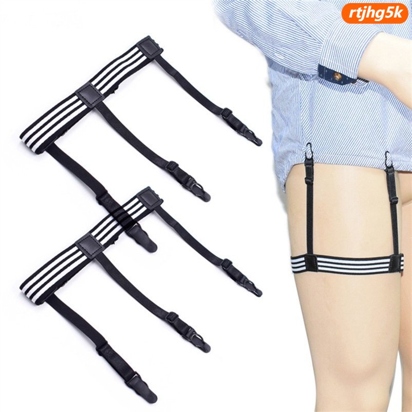 Men's Shirt Stays Garters Elastic Adjustable Shirt Holders Striped ...