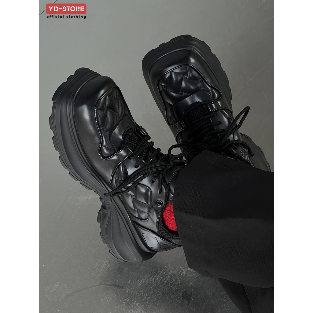 New Men's Leather Shoes Square Toe IG Trendy Thick-Soled Bread Shoes ...