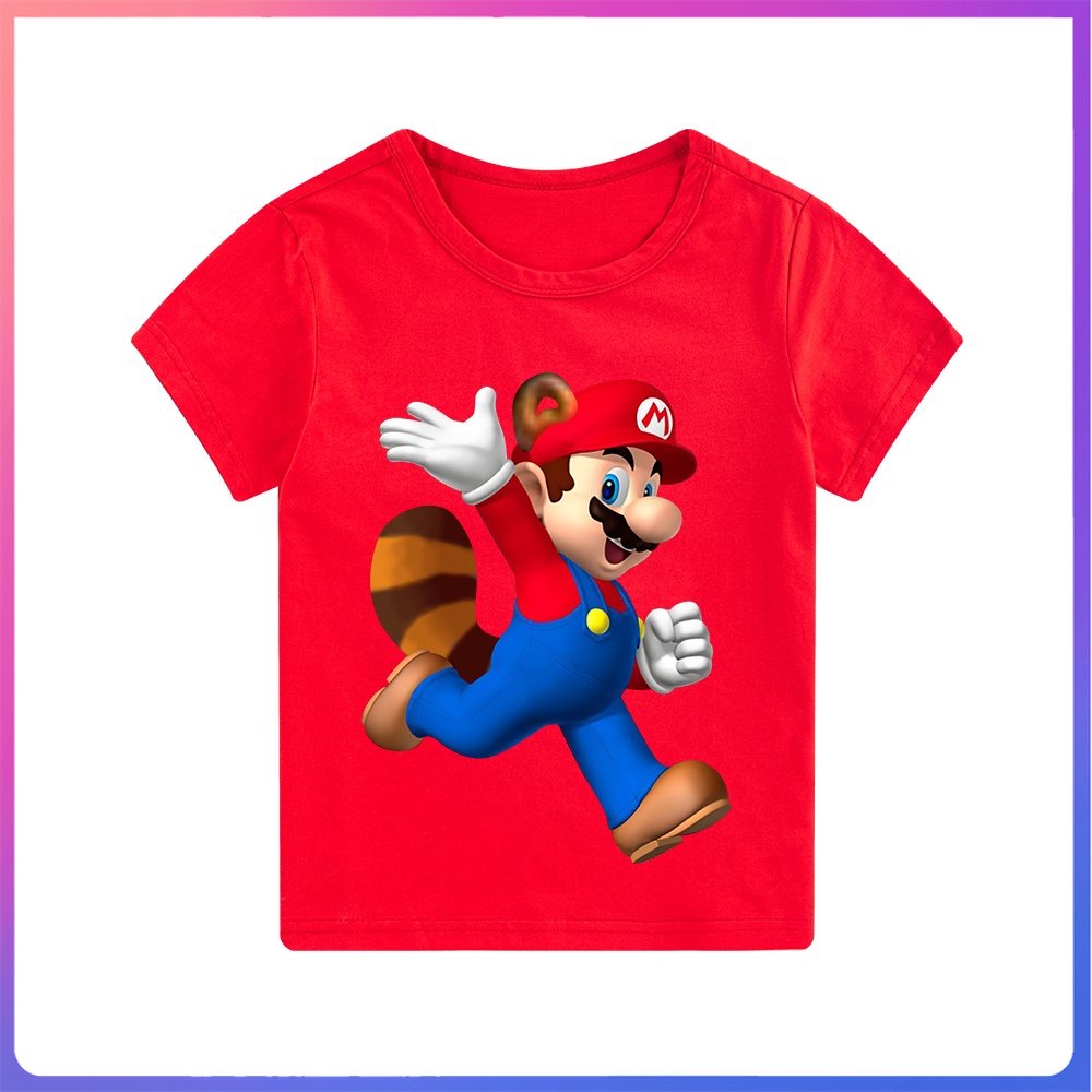 Super Mario Cartoon Print Boys and Girls T-shirt Top Cartoon Print ...