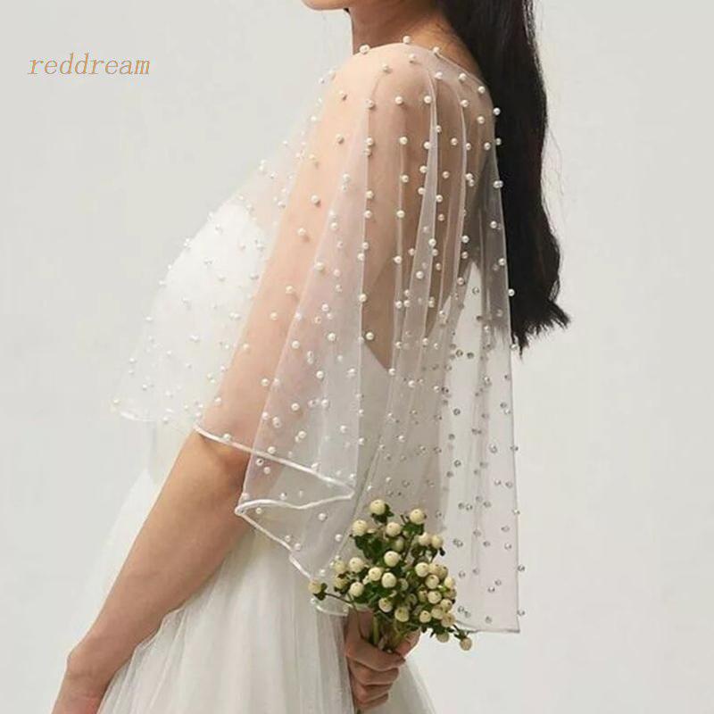 REDD Wedding Wraps Capes Soft Tulle Shawls with Pearl Beads Embroidery ...