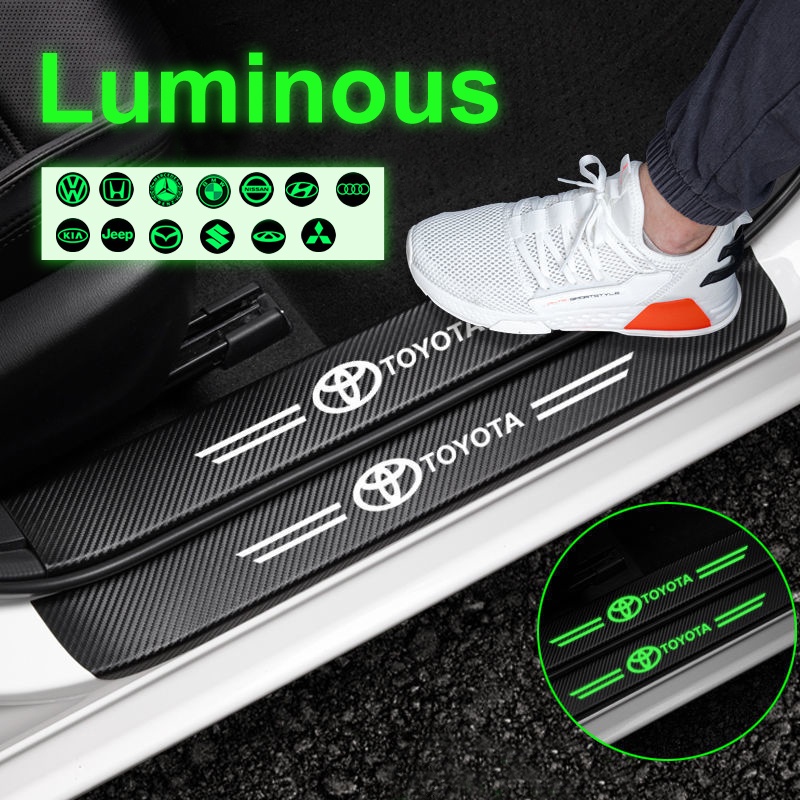 4Pcs/set Luminous Car Door Sill Protector Plate Rear Trunk Bumper ...