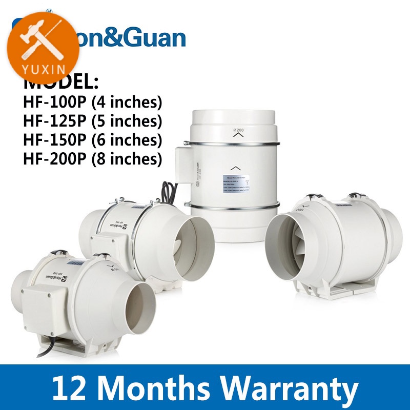 YUXIN 4 5 6 8 Inches 220V Silent Inline Duct Fan Booster Vent Fan ...