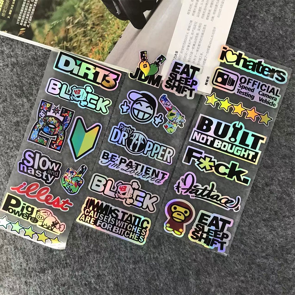 JDM Creative Sticker Electric Vehicle Locomotive Laser Sticker ...