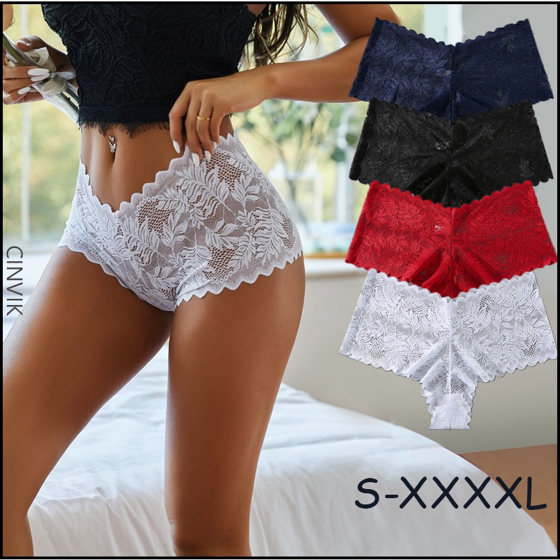 Cinvik Plus Size Xxxxl New V Waist Design Women Panties Lace Underwear
