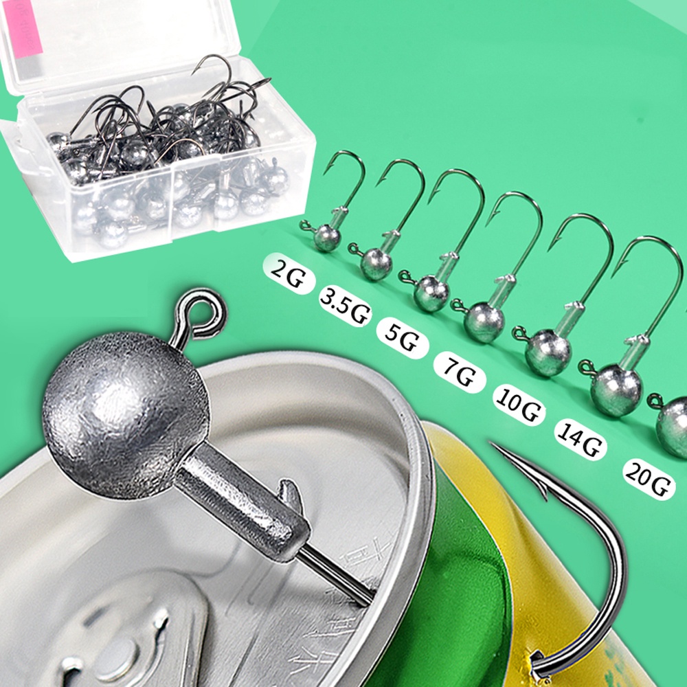 50Pcs Jig Head Fishing Hook 1g 1.5g 2g 2.5g 3.5g 5g Buzz jigheads Hooks ...