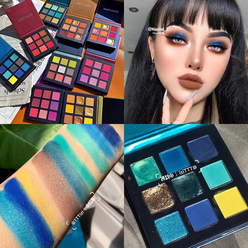 Blue eyeshadow plate 9 colors nine palace ins purple European and ...