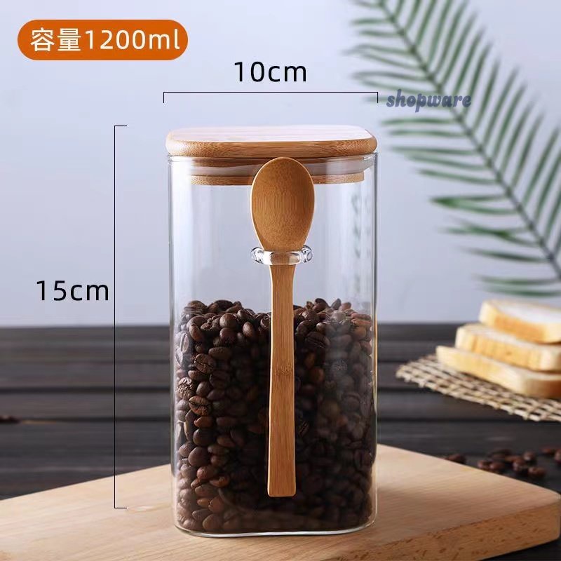 Shopware Airtight Food Storage Jar Glass Coffee Bean Jars Containers ...