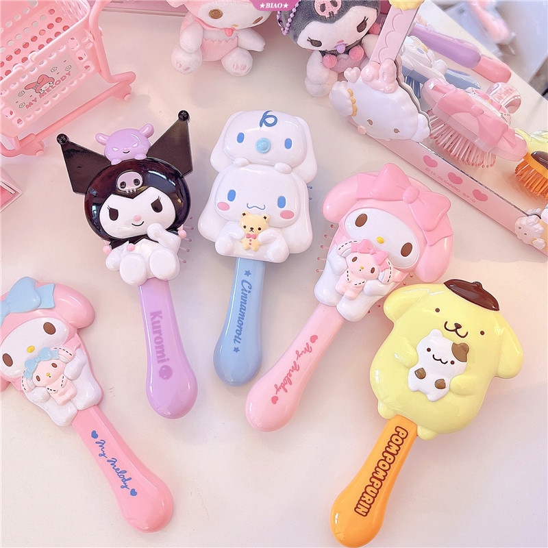 Sanrio Anime Kuromi Hand-held Makeup Mirror Massage Airbag Comb Cartoon ...