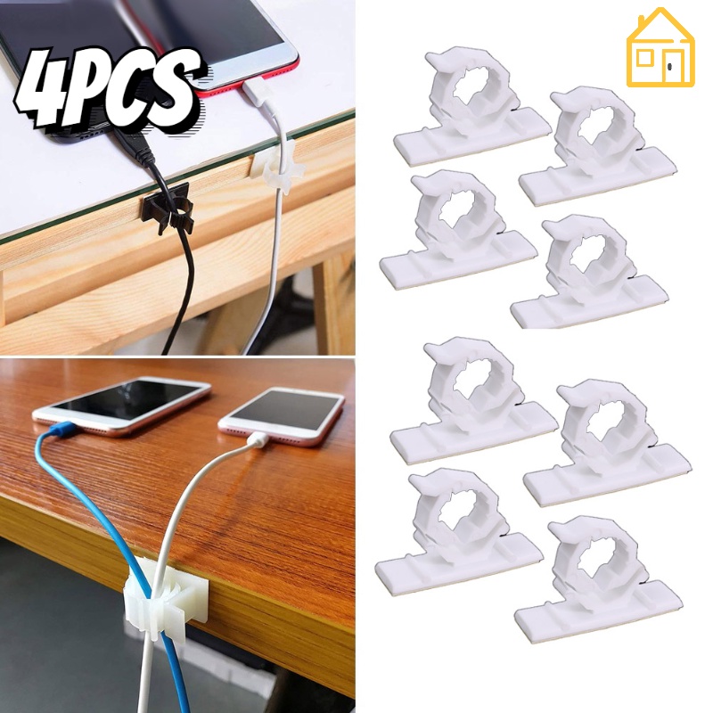 4Pcs/Set Adjustable Self Adhesive Cable Wire Clips Table Organizer ...