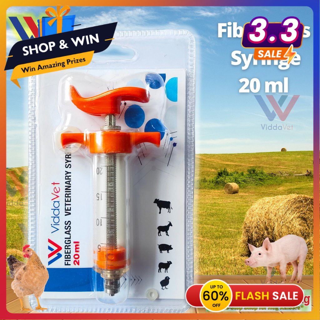 20 mL Orange Fiberglass syringe Viddapet 20 cc syringe for pig syringe ...