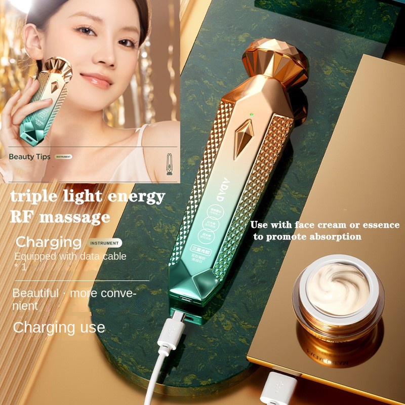 triple light energy RF V face massage instrument beauty introduction instrument red and blue ...