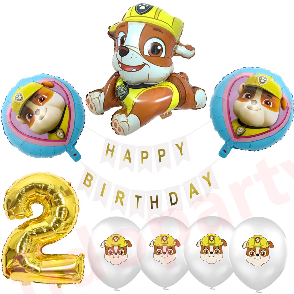 10pcs Paw Patrol Balloon 32inch Gold Number Balloon Rubble Birthday ...