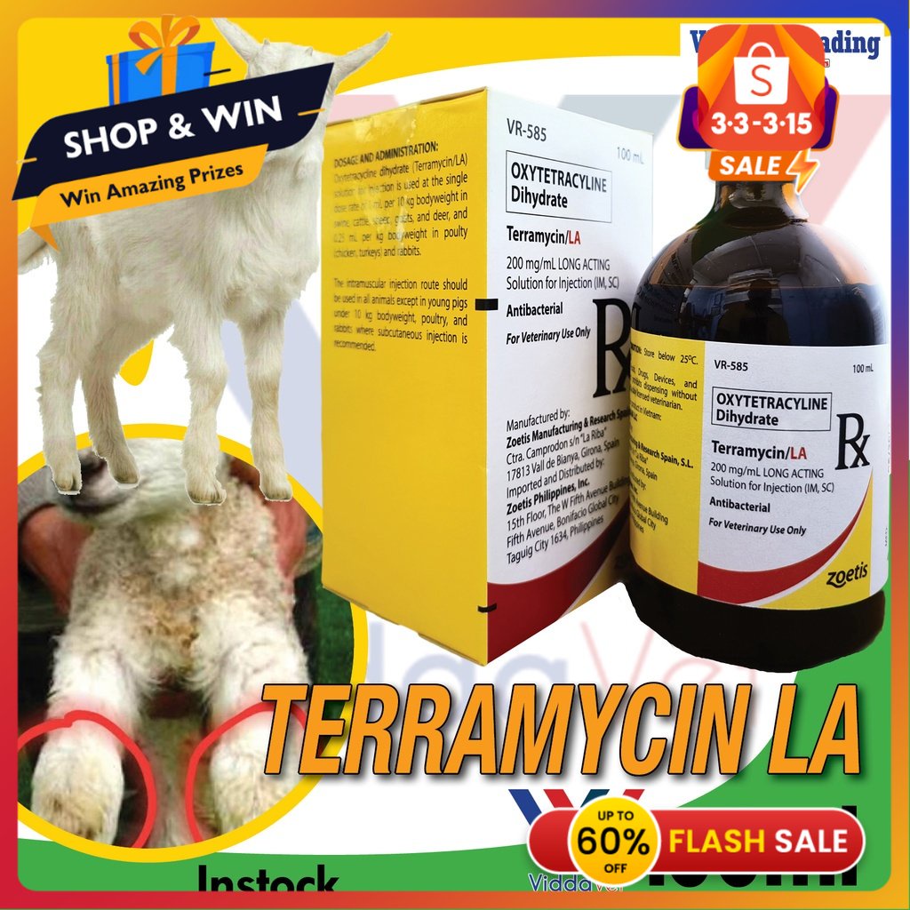 Terramycin LA 100 ml Zoetis Terra LA 100 ml for pigs cattle goats ...