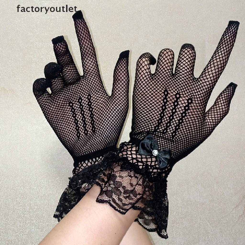 FCPH 1 Pair Women's Uv-proof Driving Gloves Rhinestone Bow Lace Design ...