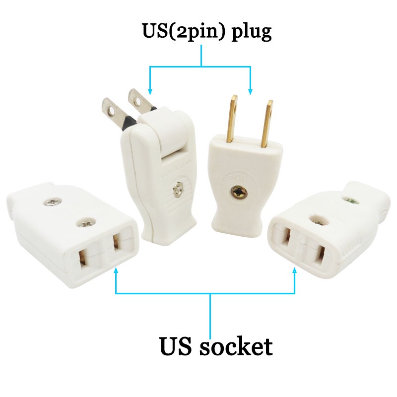 2Pin Flat plug Butt Electrical Plug Socket Power Connector Cable Cord ...