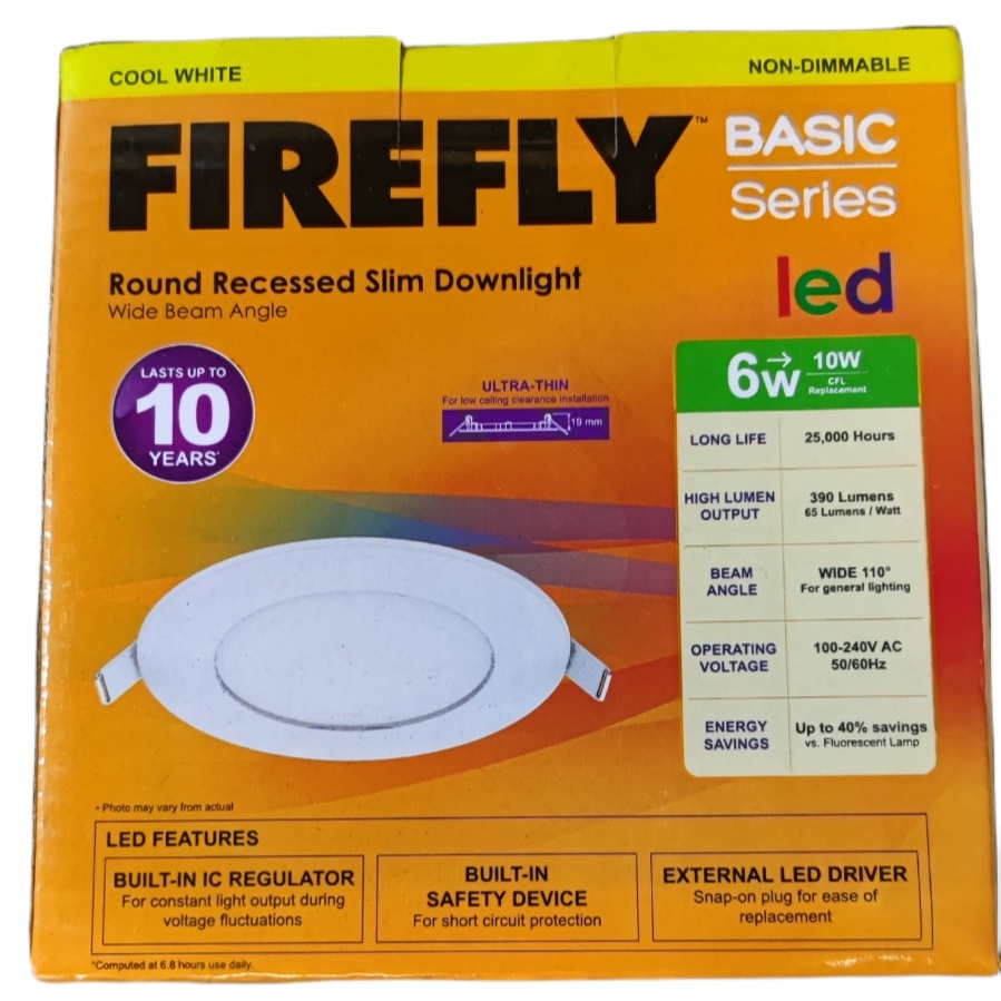 Firefly 6W LED Round Recessed Slim Downlight 220V Cool White 120mm ...